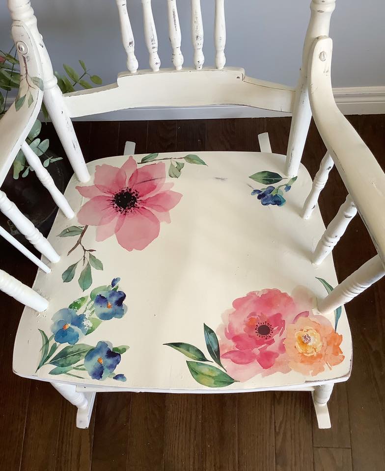 Floral Antique Rocker – Queen Bee Creations Home