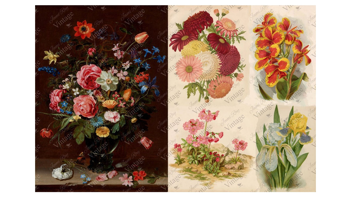 HandPainted Floral - JRV Decoupage Paper – Queen Bee Creations Home